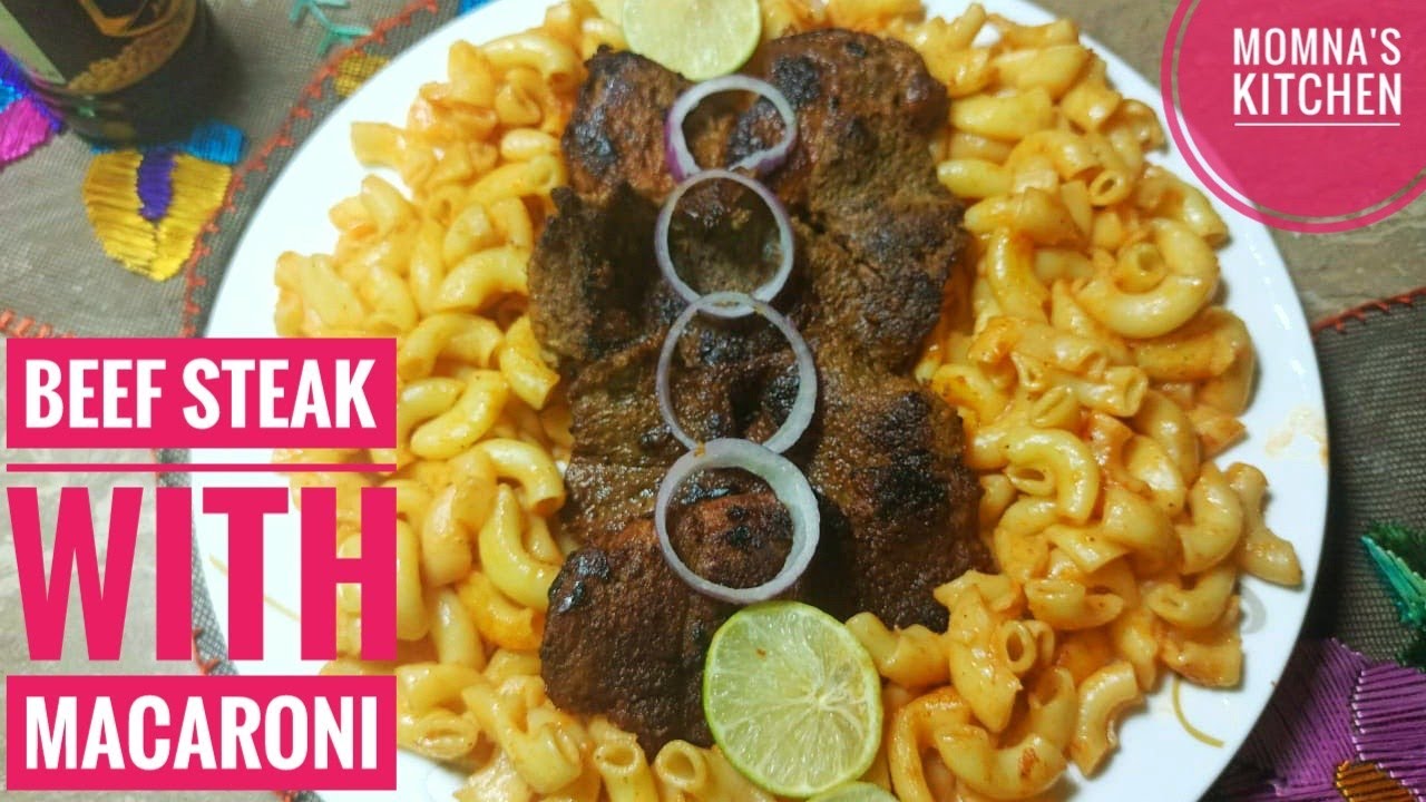 BEEF STEAK RECIPE | BLACK PEPPER BEEF STEAK WITH MACRONI | BEEF STEAK ...
