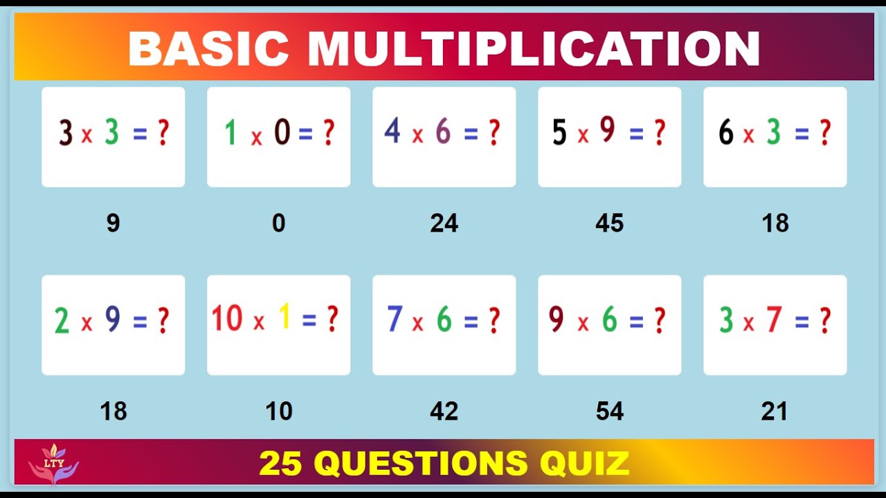 Basic Multiplication | 25 Questions Quiz - YouTube