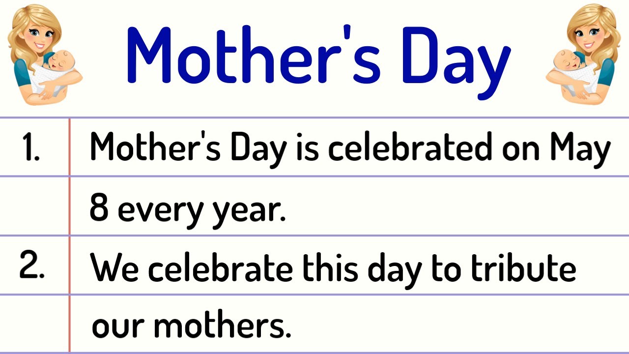 Mother's Day Essay 10 Lines || Mother's Day Essay in English - YouTube