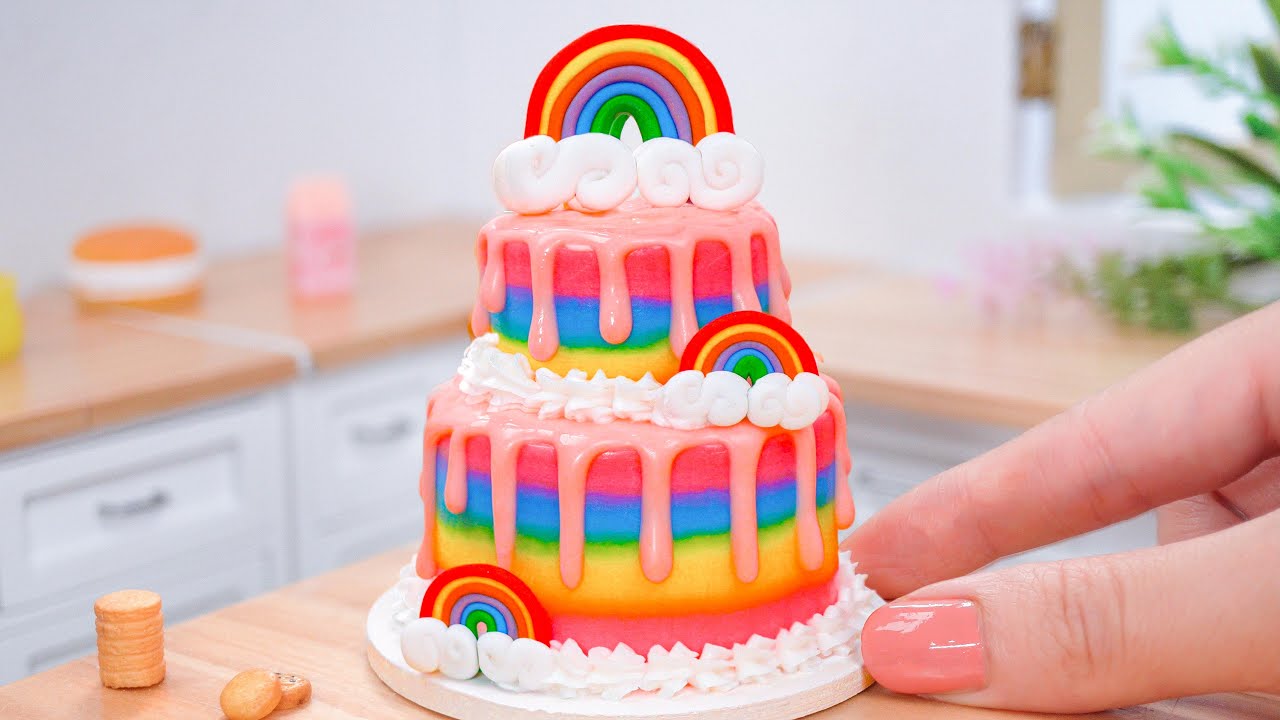 Satisfying Miniature Rainbow Cake Decorating | Delicious Miniature ...