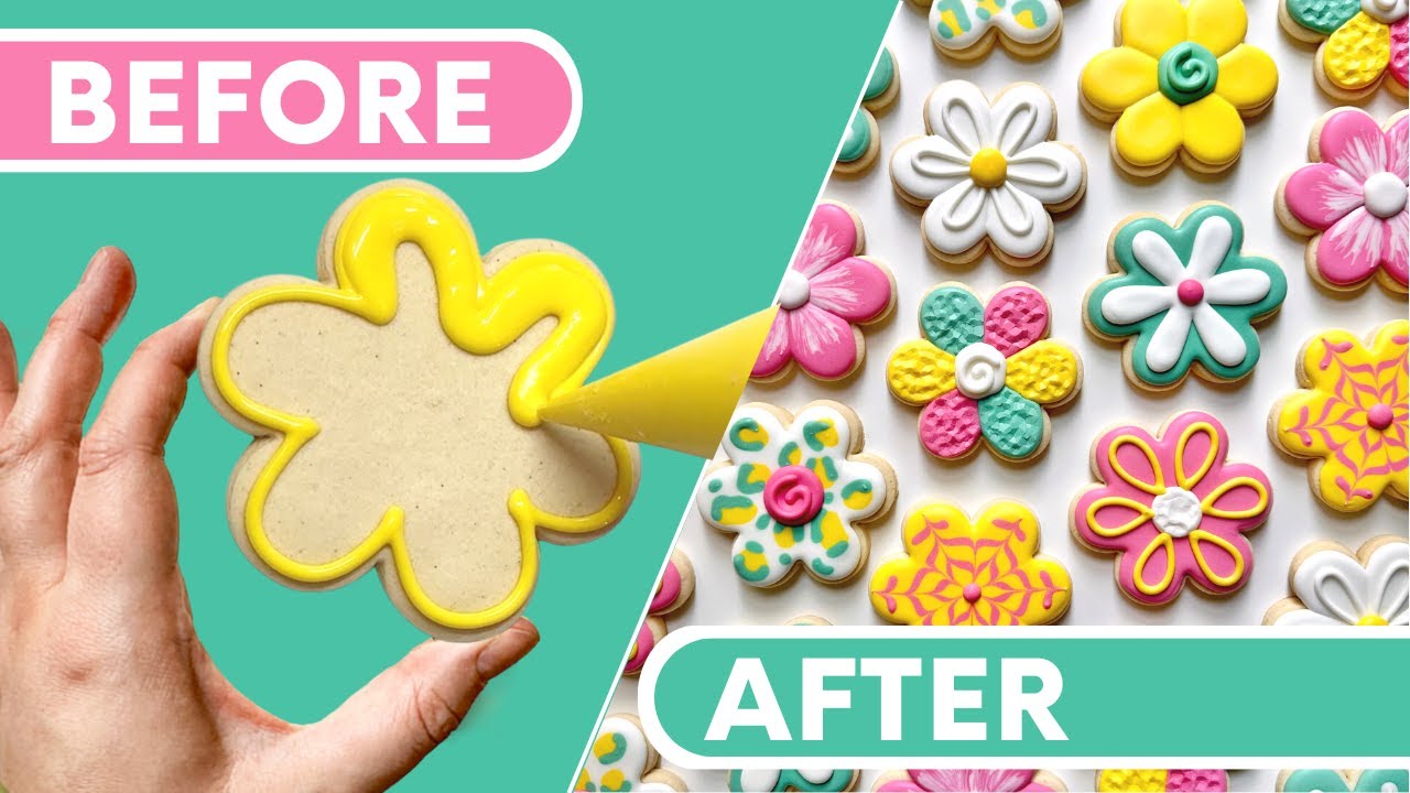 9 Fun Flower Cookies Using 1 Shape AND 1 Consistency! - YouTube