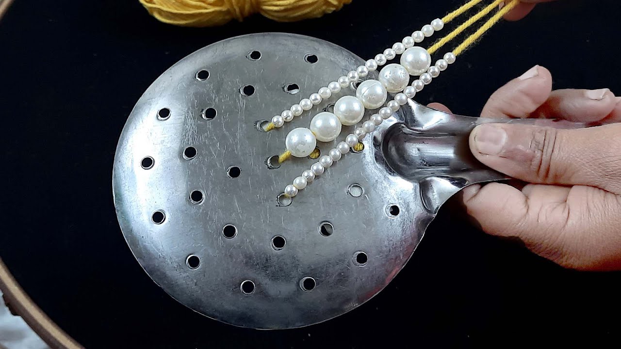 Amazing & Easy Hand Embroidery pearl Flower design idea - YouTube