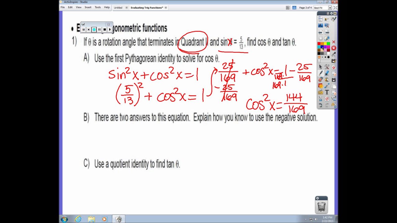 Evaluating Trig Functions - YouTube
