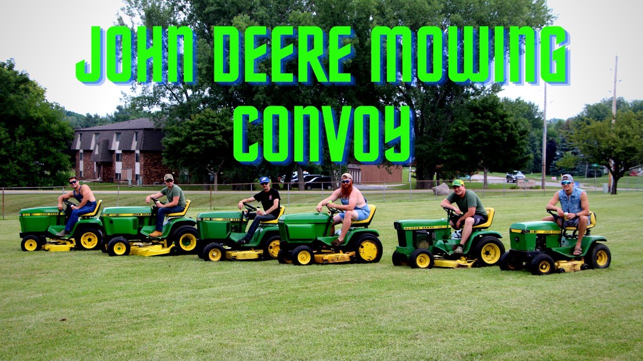 JOHN DEERE MOWING CONVOY | 50 Year Old John Deere Lawn Tractors DESTROY ...