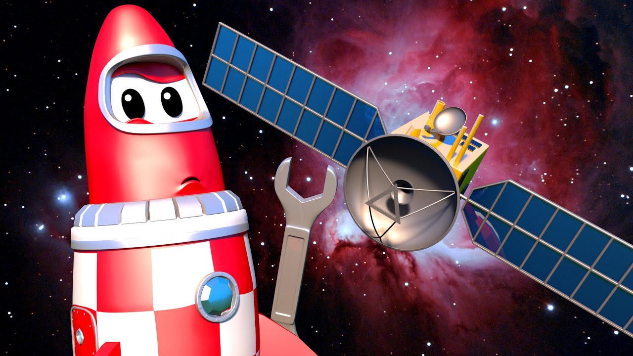Troy The Train - Rocky The Rocket Fixes a Satellite Into Space! - Car ...