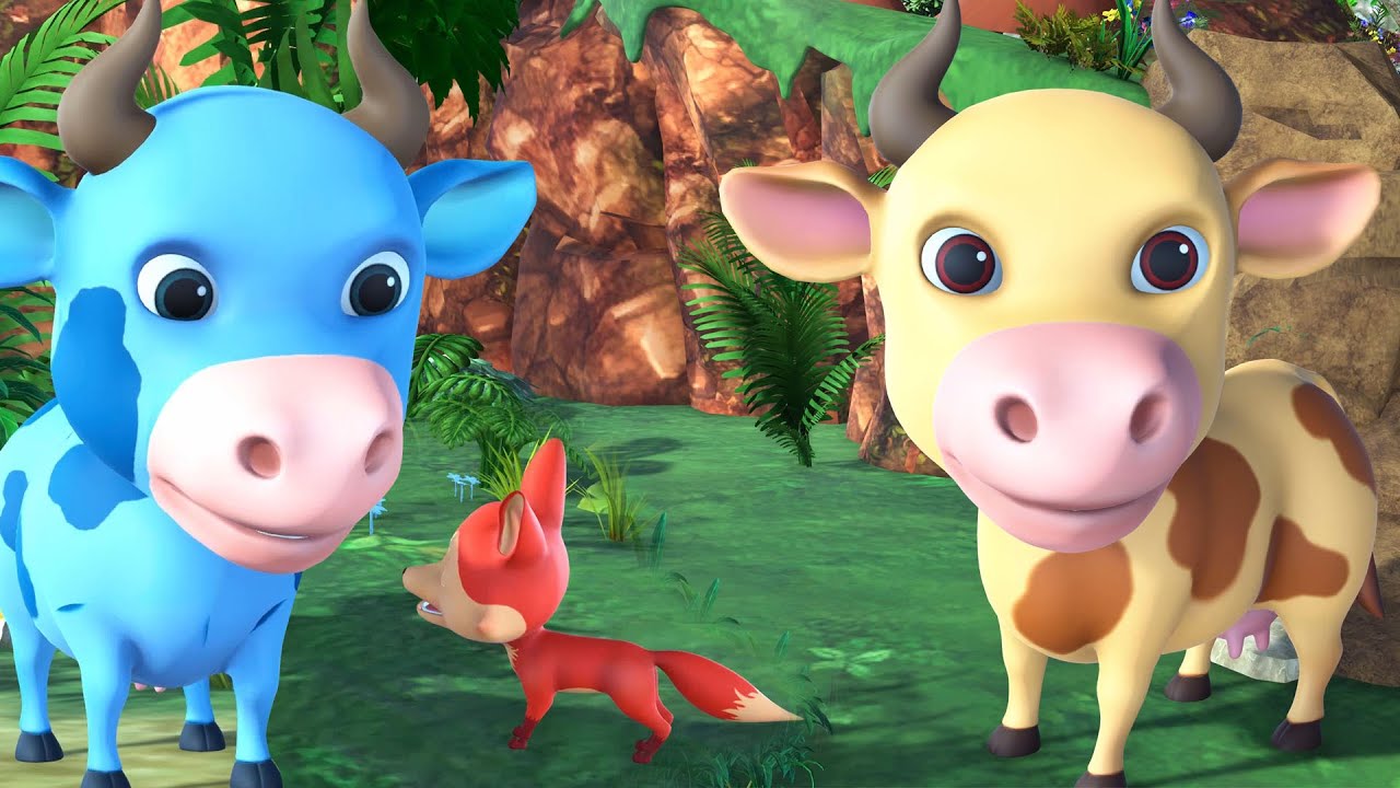 The story of three cows English story || Lion and Fox attack on Cows ...