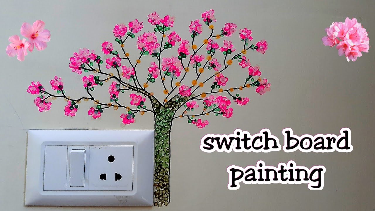 Wall painting//switch board painting//DIY home decor//wall decor - YouTube