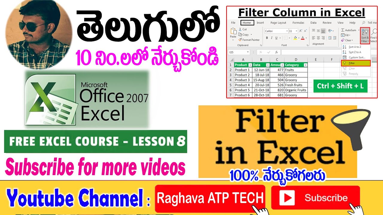 MS Excel - Filtering Data, Excel Filter Basics (for quick analysis) - YouTube