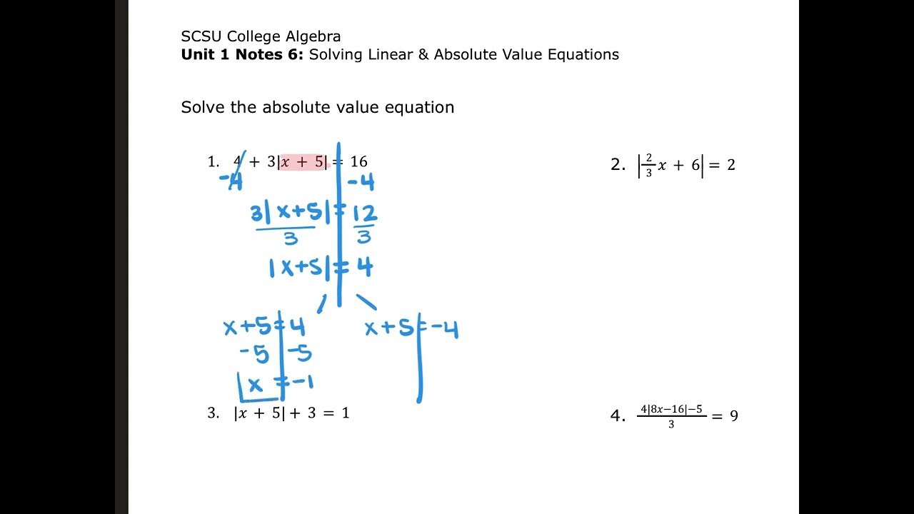 Unit 1 Notes 6 Solving Linear & Absolute Value Equations docx - YouTube