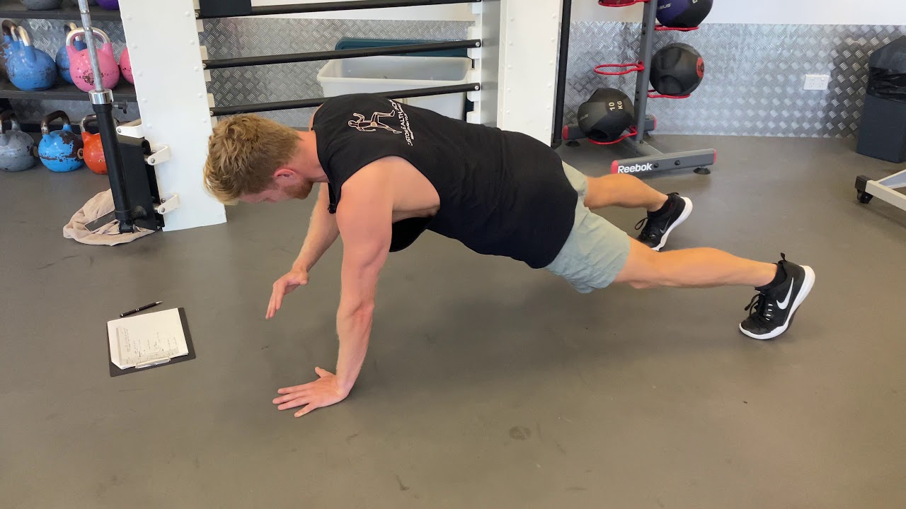 Alternate shoulder touch prone plank - YouTube