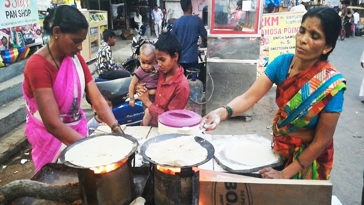 Jonna Rotte Making On Natural Wood Fire | Jowar Roti Recipe | Street ...