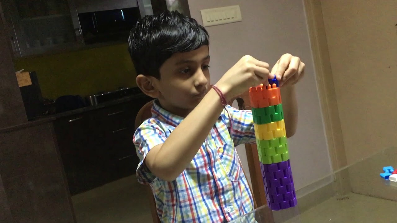 Building a Tower using Multi-coloured Blocks - YouTube