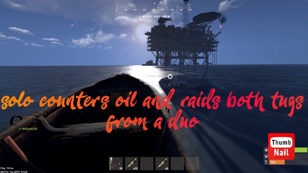 Rust console edition solo counters large oil and raids two tug boats ...