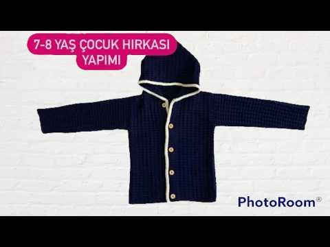 Akordiyon Örgü ile 7 8 Yaş Çocuk için Kapüşonlu Hırka Yapımı
