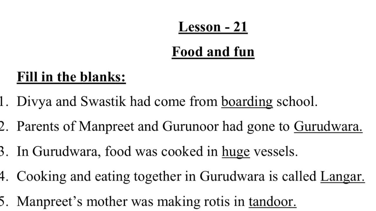 Class 4 ,EVS chapter 21 Food and fun extra question answer solution ...