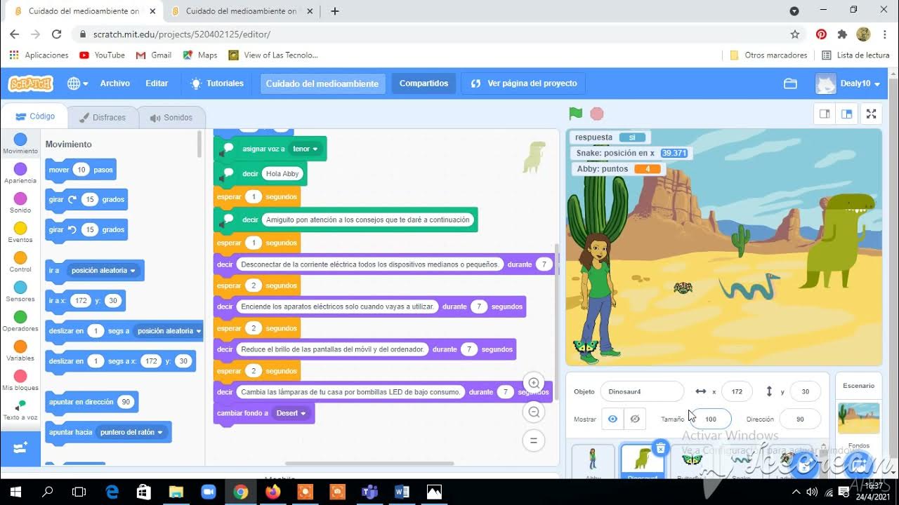 Animación con Scratch sobre consejos para cuidado del medioambiente ...