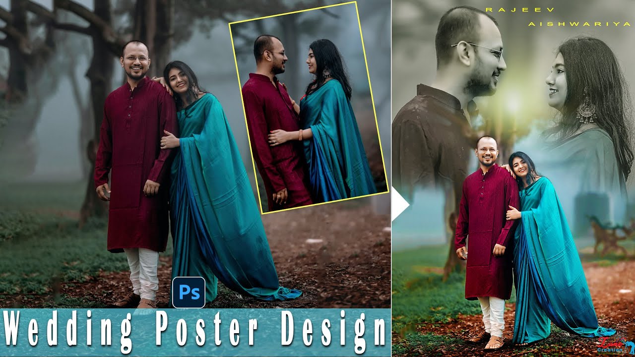 Wedding Poster Design in Photoshop | Pre Wedding Poster Design - YouTube