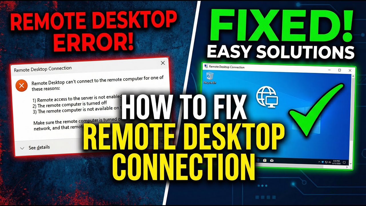 How to Fix RDP Error. | Windows Serve | Remote Desktop error | with ...