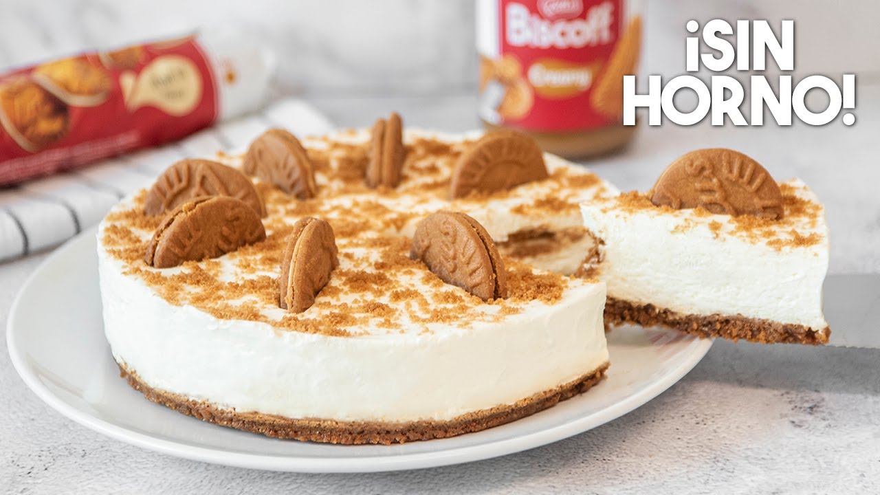 CHEESECAKE de LOTUS Sin Horno con 4 Ingredientes 🧡 | Tarta de Queso de ...
