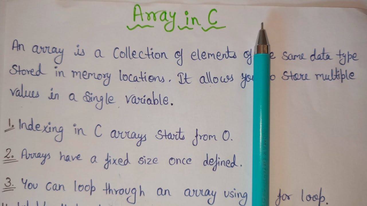 Array And Types Of Array In C Programming C Programming Youtube 5438