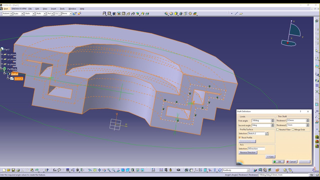 shaft command in catia v5 - YouTube