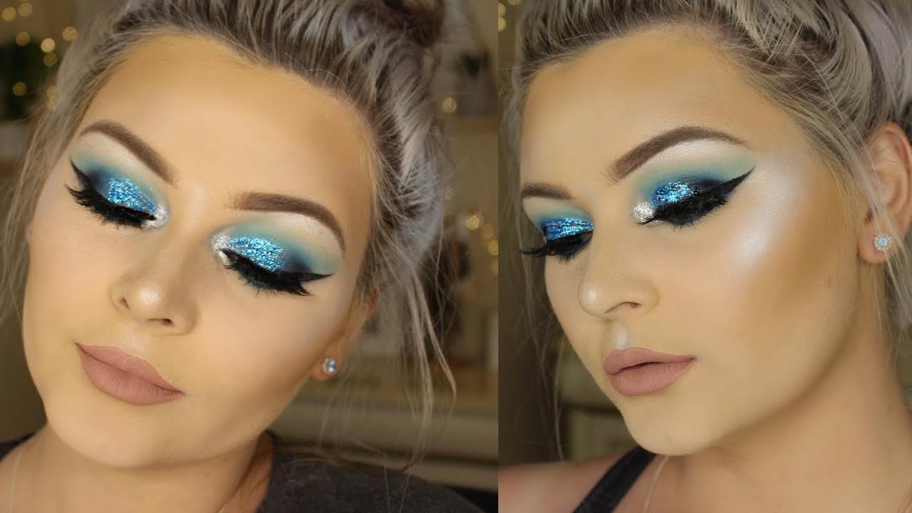 Bright & Blue Glitter Eyeshadow Tutorial - YouTube