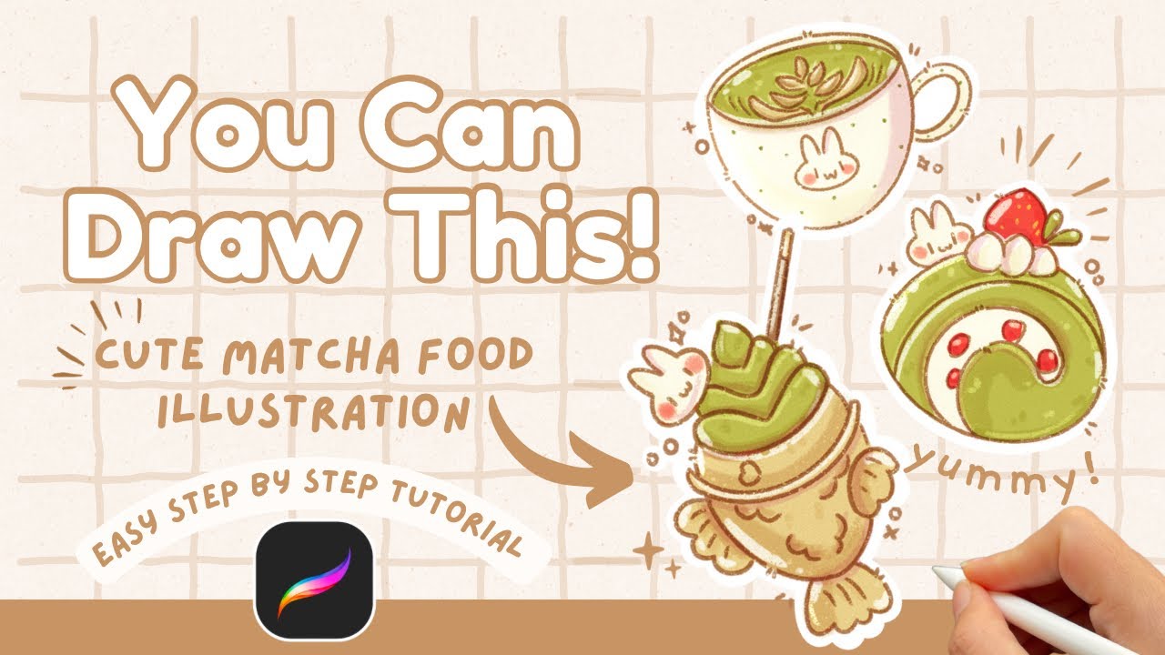How to Draw Cute Match Food Illustrations in Procreate 🌱 | Easy Step-by ...