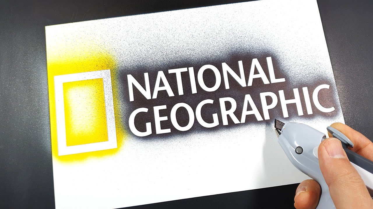 How to draw NATIONAL GEOGRAPHIC logo with a stencil | Logo art ...