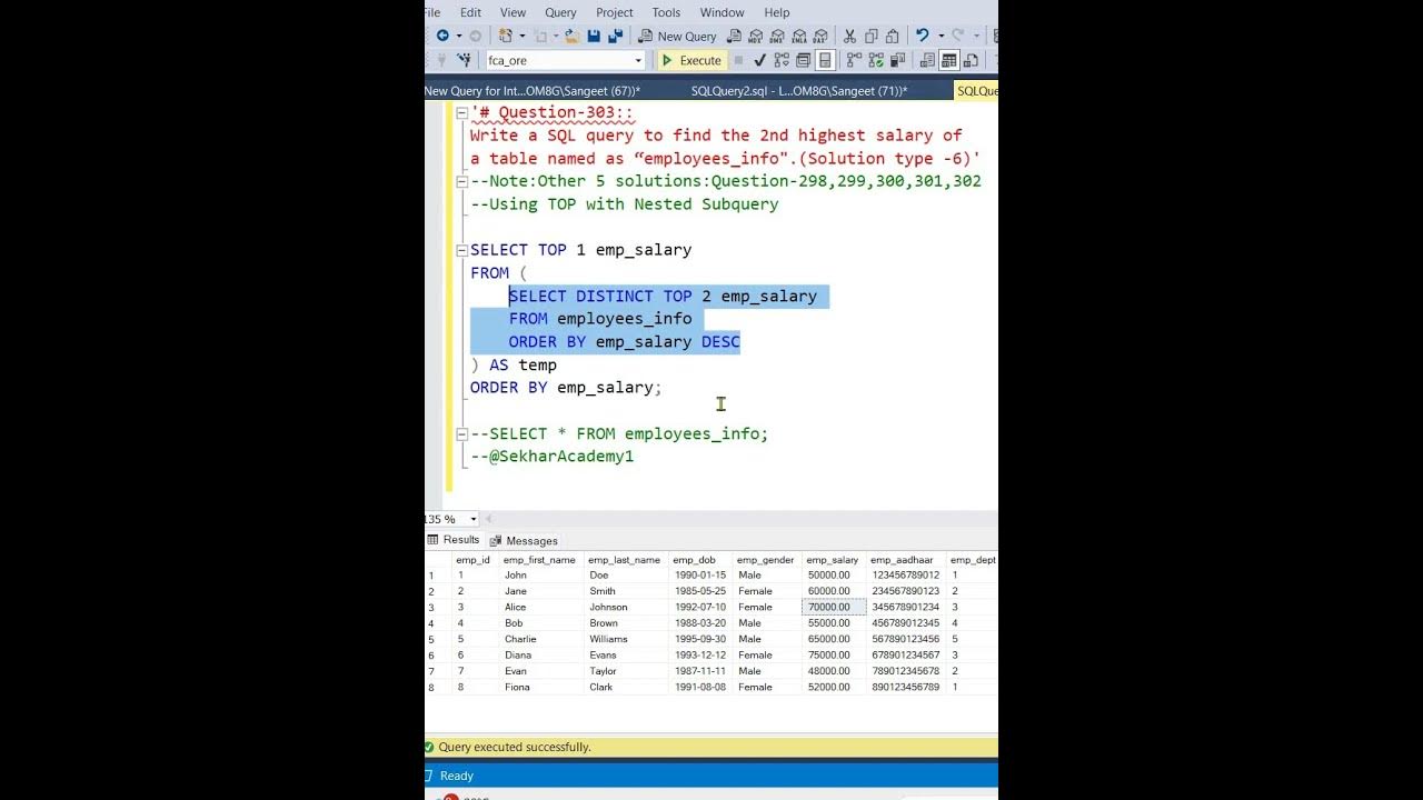 Sql Interview Question 303 Shorts Ytshorts Youtubeshorts Sql Mysql Interview