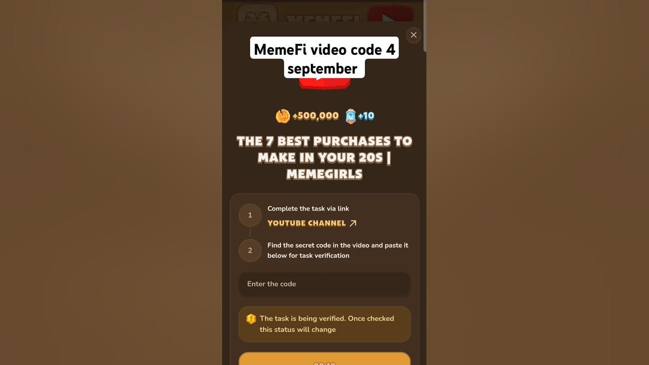 MemeFi video code today 4 september| MemeFi codes and answers - YouTube