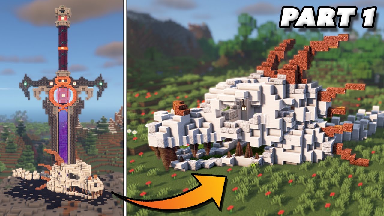 Minecraft How To Build A Nether Sword Portal Giant Dragon Skull Minecraft How To Build A Nether Sword Portal Giant Dragon Skull