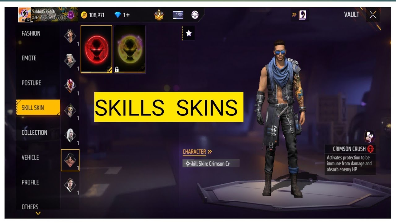 How to see Free Fire Skills skin - YouTube