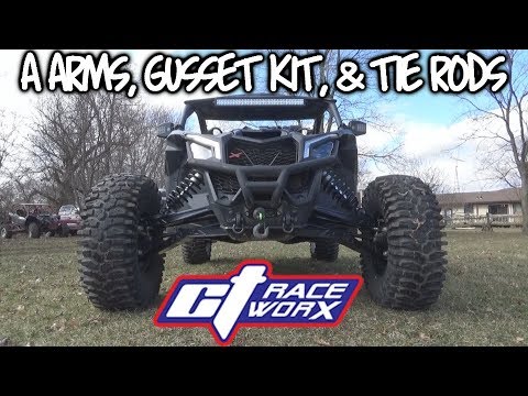 Can Am XRS | CT Race Worx A Arms, Gusset Kit, Tie Rods - YouTube