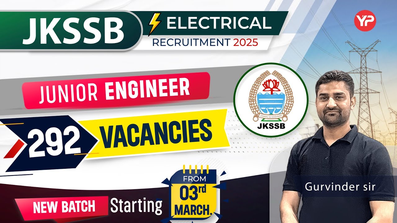 292 Vacancies announced as Junior Engineer in J&K by JKSSB Recruitment notification 2025 ...