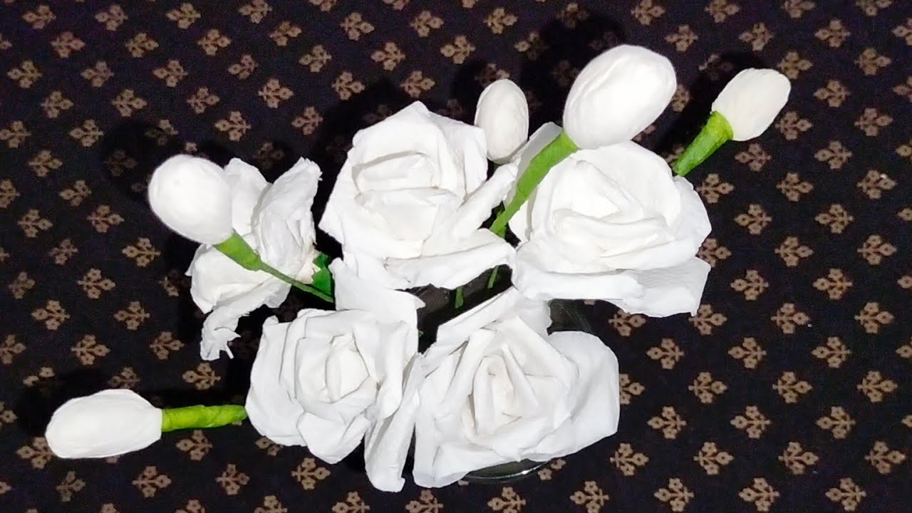 How to make Rose 🌹 Flower using with Tissue Paper |Tissue paper flower ...