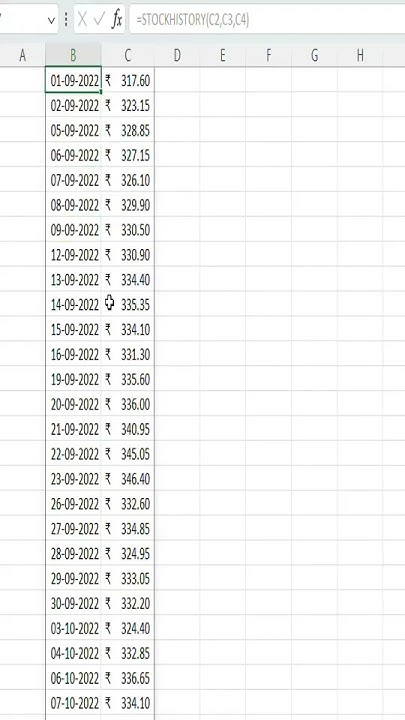 stocks | stock data in excel | historical stock data excel | stockhistory function #stockmarket ...