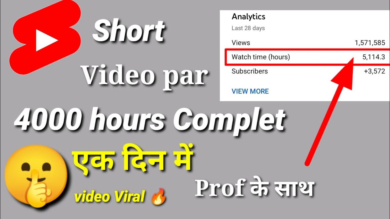 how to complete 4000 hours watch time || Short video par Watch time ...