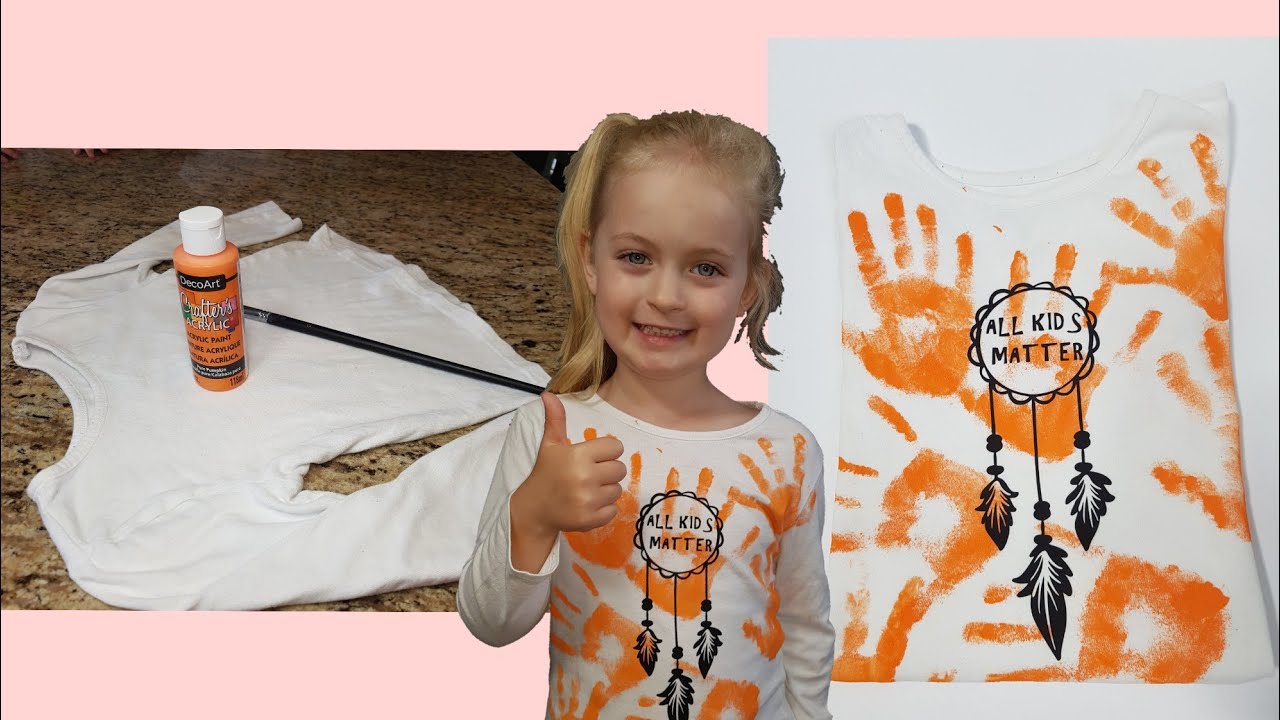 Last minute DIY orange shirt day - acrylic paint on T-shirt - YouTube