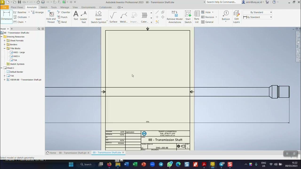 Membuat Break View Autodesk Inventor 2023 Drawing Tutorial - YouTube