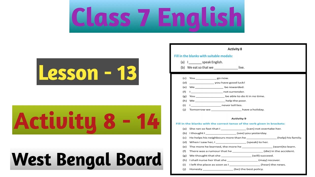 Class 7 English Lesson 13 Ghosts on the Verandah Activity 8 to 14 - YouTube