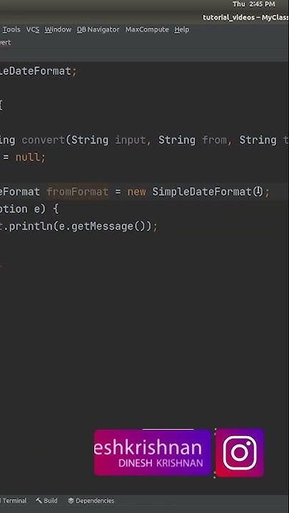 Convert Date Format To Different In Java | Minute Code | Dinesh Krishnan #shorts #code #java ...