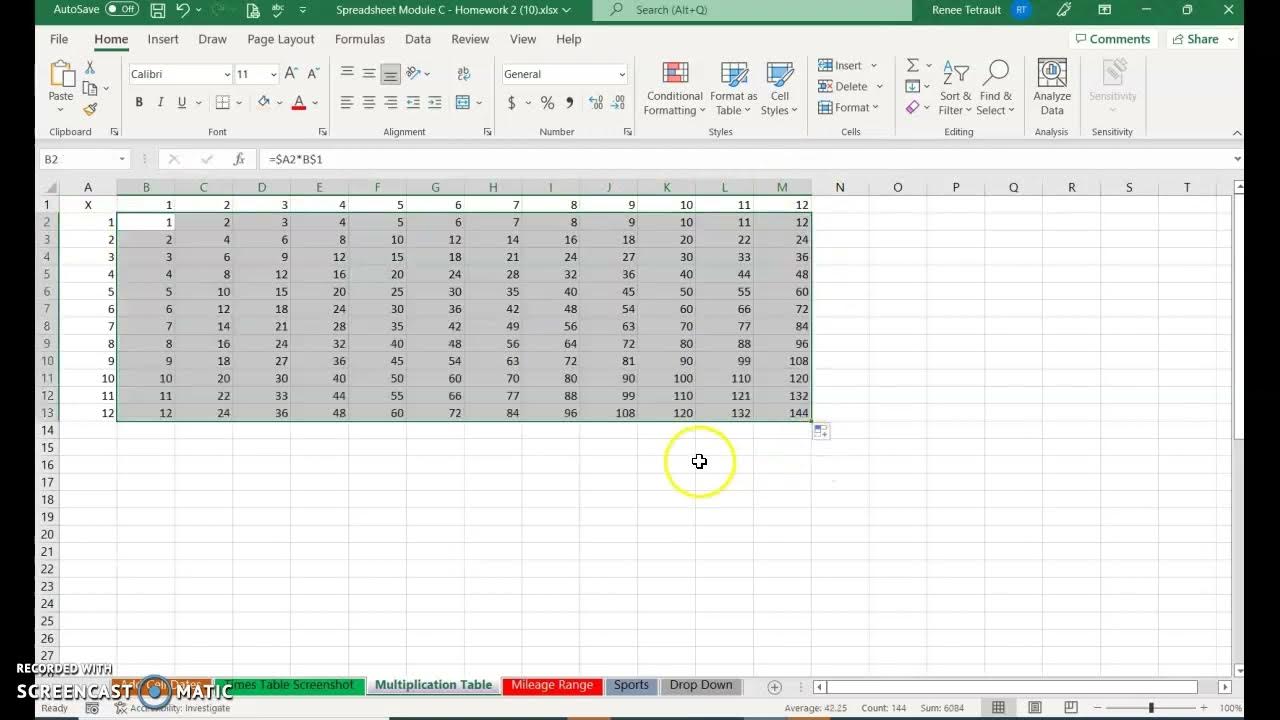 Spreadsheet Module C - Homework 2 - YouTube