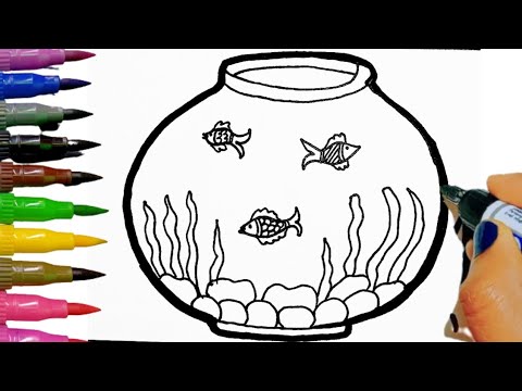 How to draw a Fish Aquarium!! Drawing video!! - YouTube