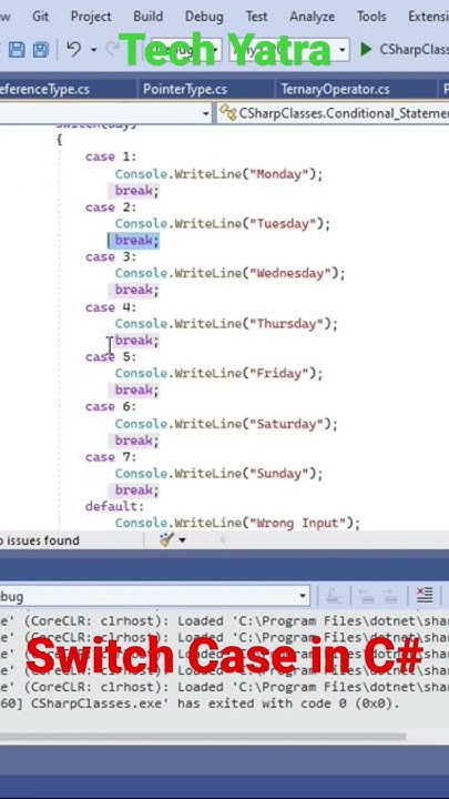 Switch Case In C Csharp Dotnet Programmingshorts Codingshorts Techyatra Programming 