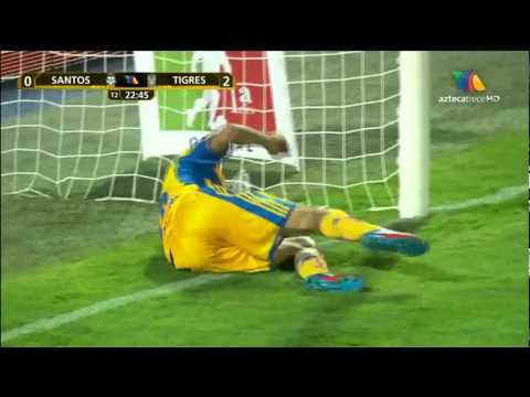 Santos 2 2 Tigres Falla 'INCREIBLE' de Luca Lobos Semifinal Liguilla Vuelta 13 05 2012