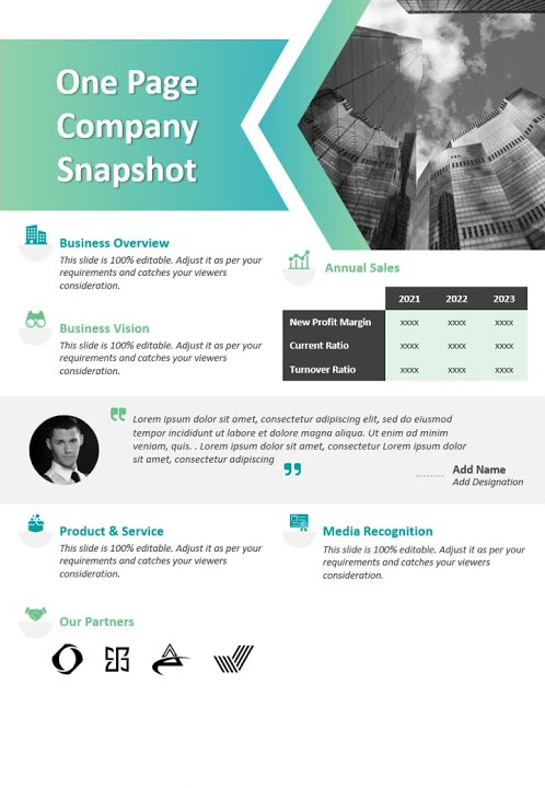 One Page Company Snapshot PowerPoint Presentation | Kridha Graphics - YouTube