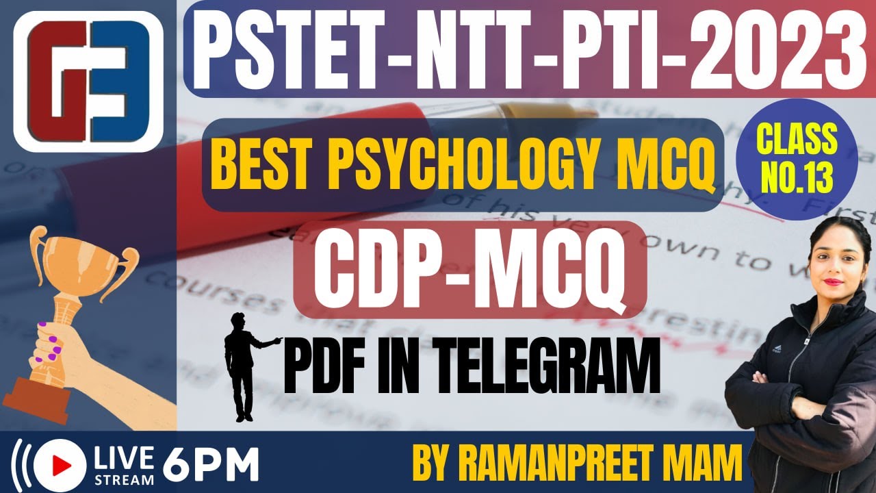 Punjab PTI-NTT-PSTET Free Batch | Best CDP MCQ SERIES Class-13 | by ...