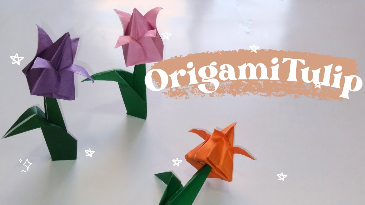 Easy tutorial of origami tulip flower with very beautiful petals 🌷 ...