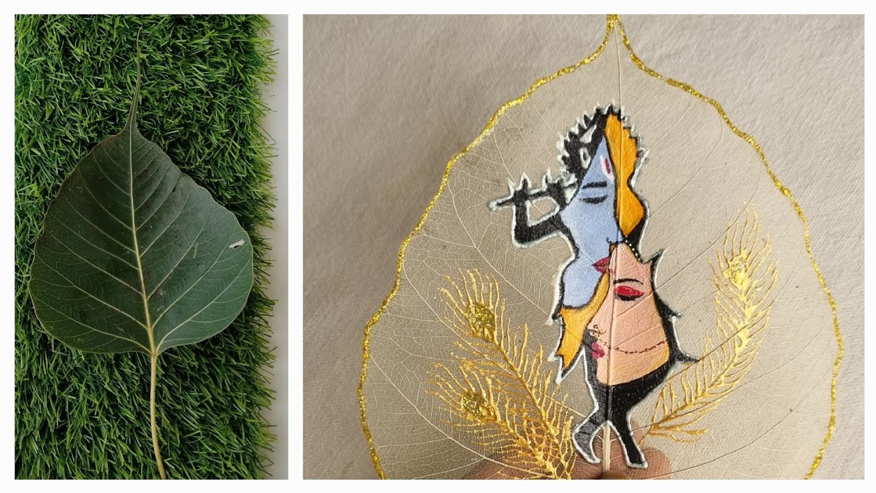 Amazing Skeleton leaf Art | Step by step process of Radha krishna ...