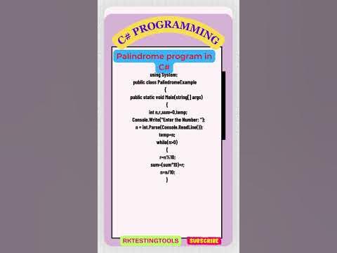 #3 Palindrome program in C# - YouTube